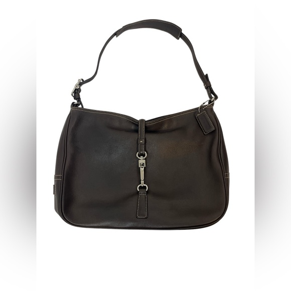 Coach | Bags | Coach Hampton Brown Leather Shoulder Bag Silver Hardware Clip 7778 | Poshmark